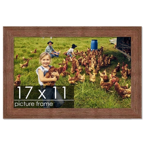 17x11 Frame Brown Barnwood Picture Frame with UV Acrylic Glass, Foam ...