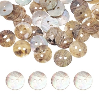 Round Natural Shell Buttons, 2 Holes Mother of Pearl Craft Seashell ...
