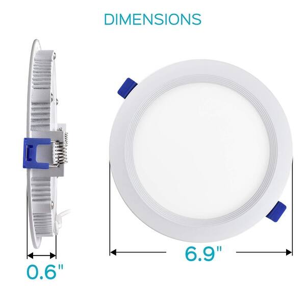 Luxrite 6 Inch Ultra Thin LED Recessed Light with Junction Box, 12W ...