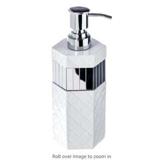 Creative Scents Quilted Mirror White Hand Soap Dispenser for Bathroom ...