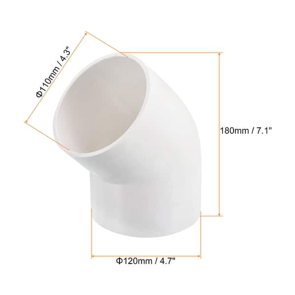 45 Degree Elbow Pipe Fittings 4 Inch UPVC Fitting Connectors White - 4 ...