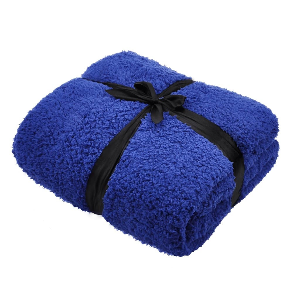 Soft Fuzzy Warm Cozy Blanket Fluffy Sherpa Fleece Throw Blue Bed Bath