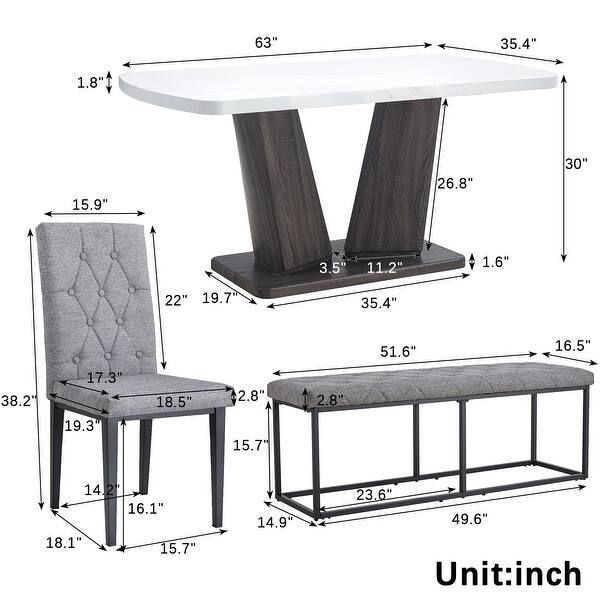 6-Piece Kitchen Dining Room Table Chairs Set - Bed Bath & Beyond - 39655903