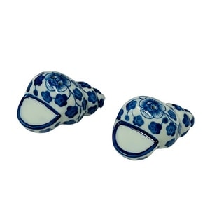 Conch Shell Seashell Salt and Pepper Shakers Set Blue and White - Bed ...