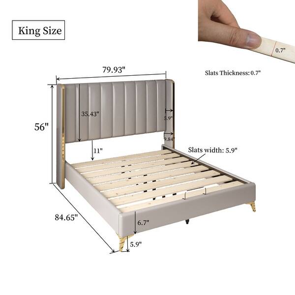 Tall Headboard Channel Tufted Upholstered Platform Bed with Thickening ...
