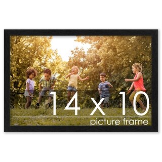 14x10 Traditional Black Complete Wood Picture Frame with UV Acrylic ...