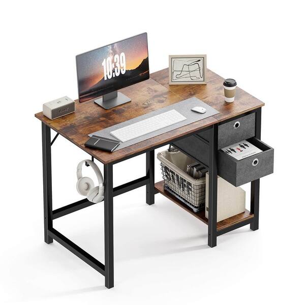 Modern Simple Style Computer Desk with 2-Tier Drawers Storage - Bed ...