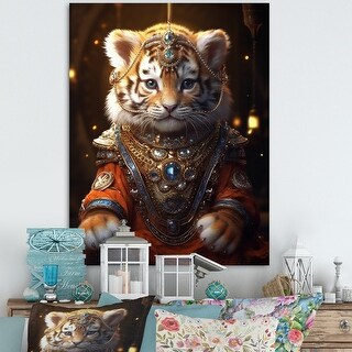Designart "Cute Little Royal Lion Kitten" Animals Lion Wall Art Living ...