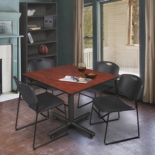 Kobe Black Metal/Laminate 48-inch Square Breakroom Table and 4 Zeng ...