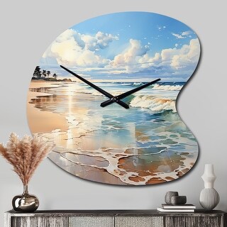 Beach Photo Seaside Reflections V - Coastal Beach Large Wall Clocks ...