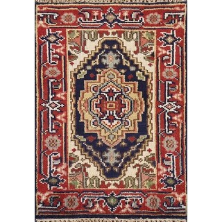 Navy Blue Heriz Serapi Accent Rug Handmade Traditional Wool Carpet - 2 ...