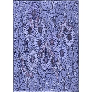 Ahgly Company Machine Washable Transitional Deep Periwinkle Purple Area ...