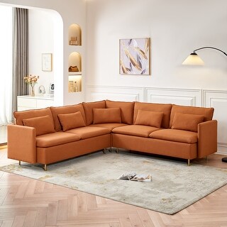 Orange Modern 92" Fabric L-Shaped Corner Sectional Sofa - Bed Bath ...