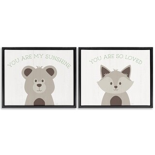 Stupell Uplifting Kid's Animal Quotes Framed Floater Canvas Wall Art ...