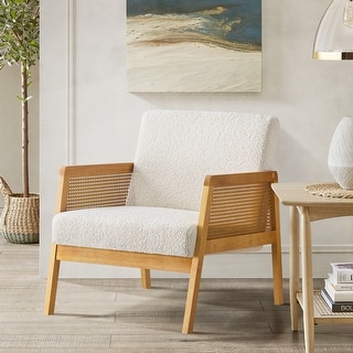 Accent Chair Mid-Century Modern Chair with Sherpa Fabric Upholstered ...