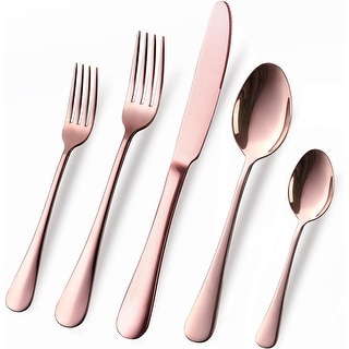 Rose Gold Silverware Set, 40-Piece Stainless Steel Flatware Set - On ...