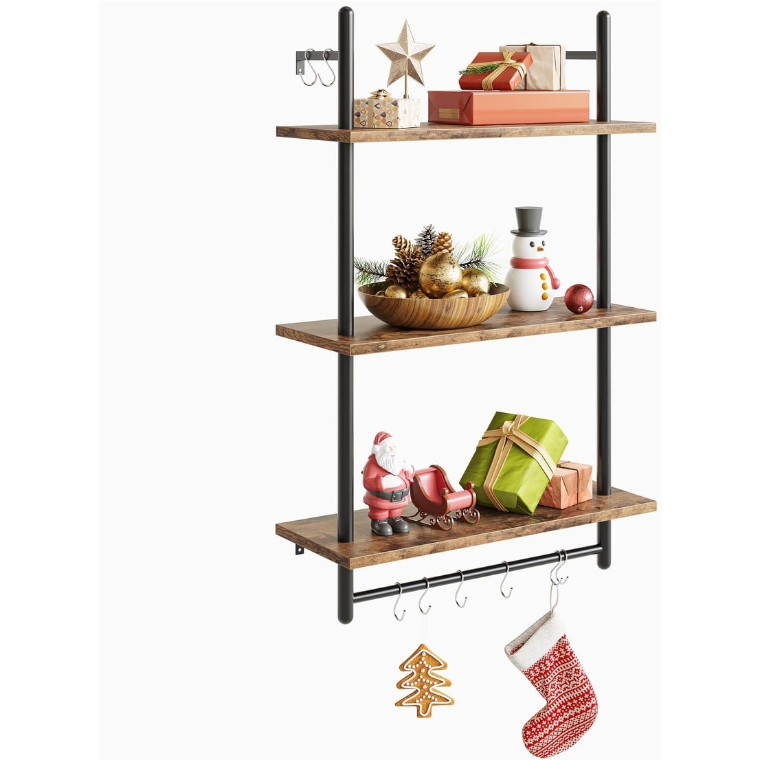 Wooden slatpipe shelf store