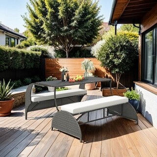 Convertible Conversation Sets for 4-Seats and Coffee Table, Beige - Bed ...