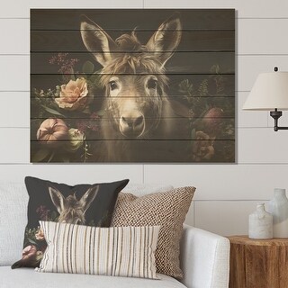 Designart "Medieval Rural Donkey Caricature I" Donkey Wood Wall Art ...
