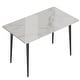 UNHO Modern Dining Table with Slate Stone Top and Metal Legs Rectangle ...