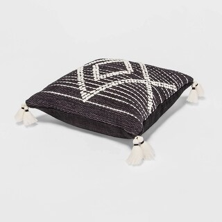 Embroidered Textured Diamond Throw Pillow in Black/Cream - Bed Bath ...