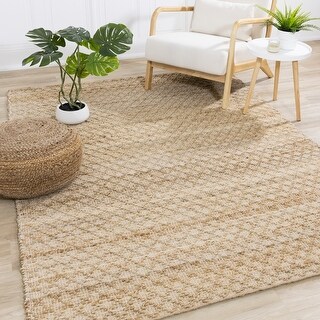 Light Sand Jute Handmade Diamond Pattern Area Rug - Bed Bath & Beyond ...
