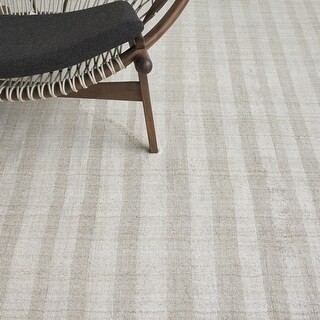 EXQUISITE RUGS Robin Stripe Hand-loomed Bamboo Silk/Wool Light Khaki ...