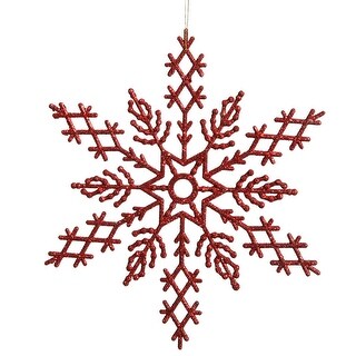 Red Plastic 8-inch Glitter Snowflake Ornaments (Pack of 12) - Bed Bath ...