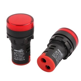 2Pcs 24V AC DC Red LED Round Top Indicator Light Pilot Signal Lamps ...