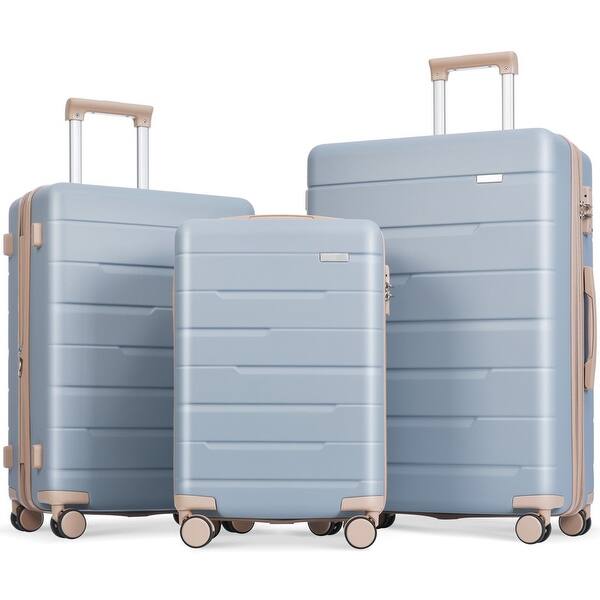 Light Blue 3-Piece Suitcase Set，Carry on Luggage Sets with Spinner ...