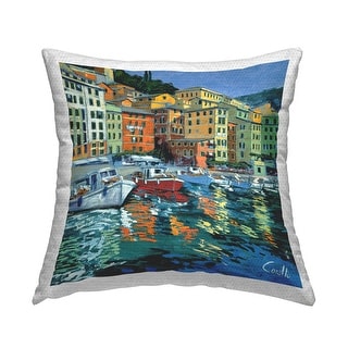 Stupell Urban River Town Boat Marina Printed Outdoor Throw Pillow ...