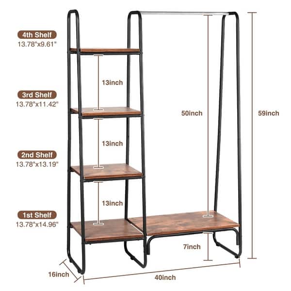 Clothes Rack 4 Tiers Clothing Rack with Shelves Heavy Duty Garment Rack ...