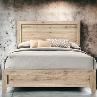 Elegant Queen Bed Frame with Natural Wood Finish, Tapered Legs, and Low ...