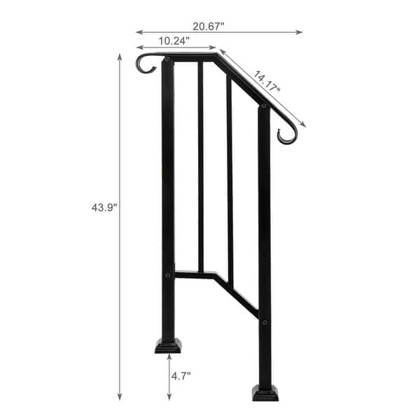 Matte Black Outdoor Iron Handrail Stair Railing - Bed Bath & Beyond ...