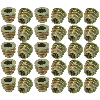 30pcs M6x10mm Zinc Alloy Hex Socket Drive Flange Insert Nut for Wood ...