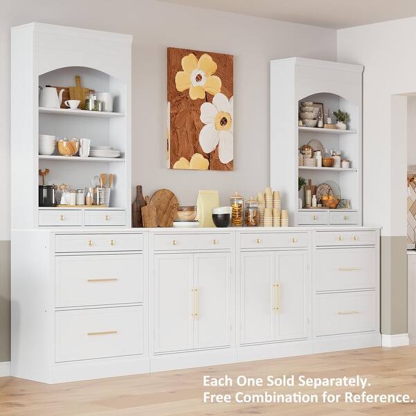 Modern Pantry Cabinet with Faux Marble Top and Ample Storage - Bed Bath ...