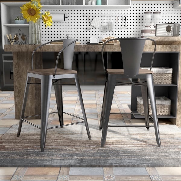 Rish Industrial Metal Counter Height Chairs by Furniture of America ...