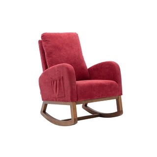 Upholstered Rocking Chair Armchair High-Back Accent Chair Padded Cusion ...