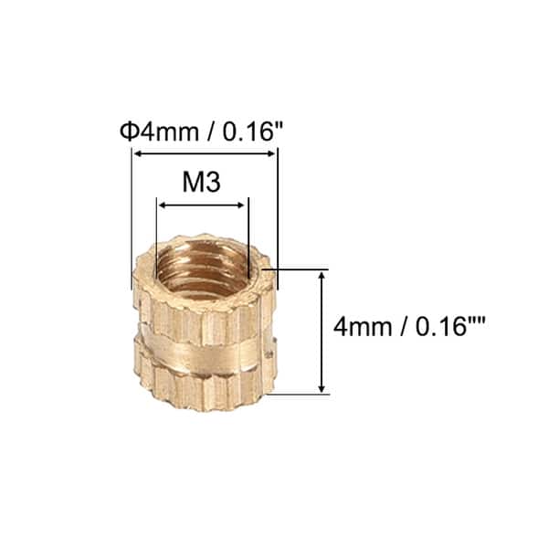 Knurled Insert Nuts, Female Thread Embedment Assortment Kit, 30Pcs ...