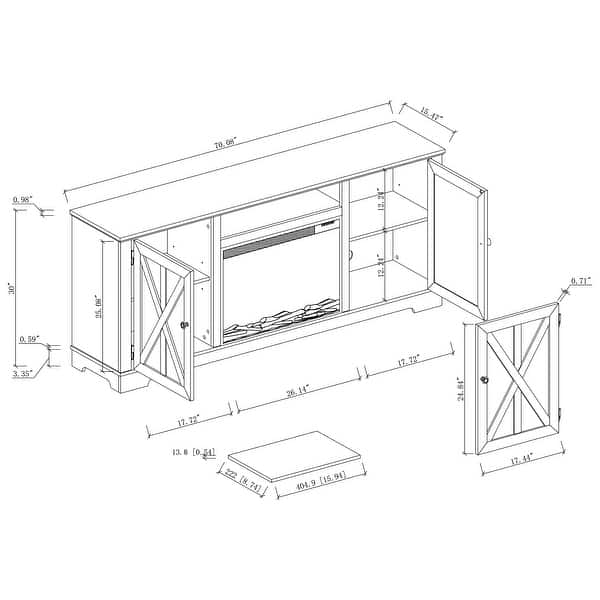 70" Farmhouse TV Stand Console for TVs up to 75 inch - 70" in Width ...
