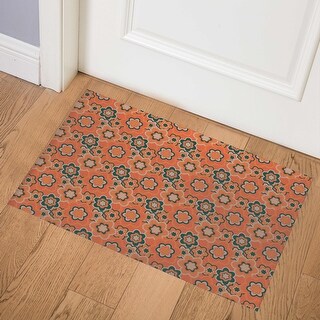 FLORAL BURST ORANGE Doormat By Kavka Designs - Bed Bath & Beyond - 31257267