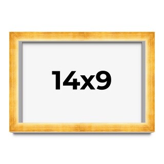 14x9 Shadow Box Frame Gold | 1.625 Inches Deep Real Wood Traditional ...