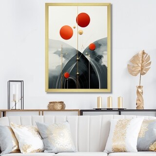 Designart "Red Moon Rising Minimal Retro Illustration" Minimalism ...