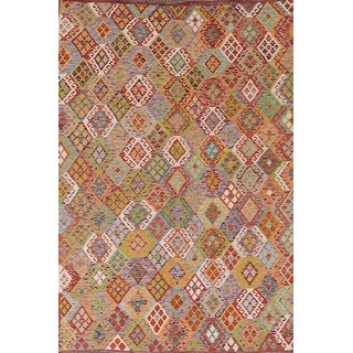 Multi-Color Geometric Kilim Reversible Area Rug Hand-Woven Wool Carpet ...