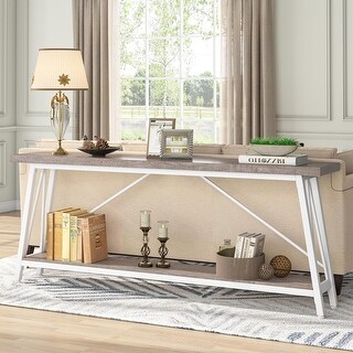 Ail Console Table with Storage Shelf Rattan Sofa Table Entry Table for ...