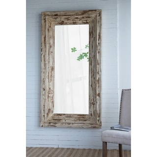 Full Length Rectangle Floor Mirror with Distressed Wood Frame - Bed ...