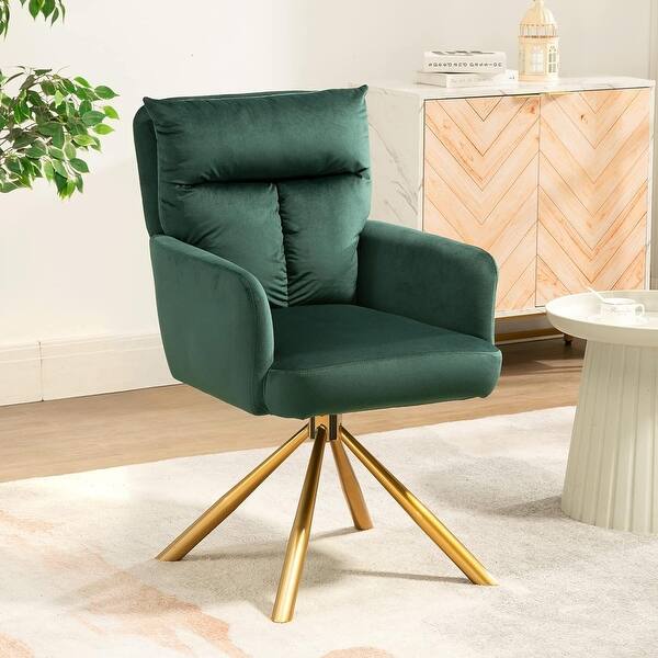 Howtai Dark Green Velvet Living Room Chair Swivel,Auto-Return Function ...