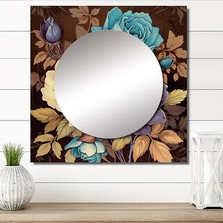Designart "Retro Roses Blooming Pink Blue And White" Rose Wall Mirror ...
