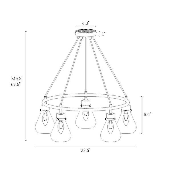 Malury Modern 5-light Chandelier Brass Gold Wagon Wheel with Clear Drop ...
