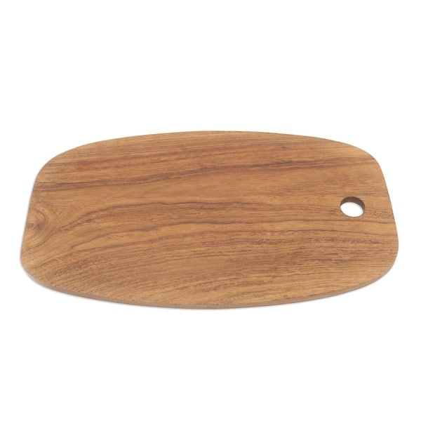NOVICA Handmade Classic Oval Teak Wood Cutting Board - 11.75" L x 6.75 ...